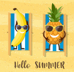 Cartoon banana sunglasses pop art Royalty Free Vector Image