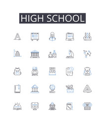 High school line icons collection middle Vector Image
