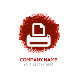 Office printer icon - red watercolor circle splash