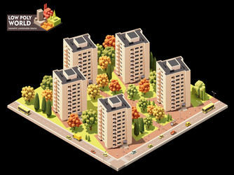 Isometric city residential area map Royalty Free Vector