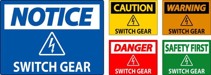 Caution sign switch gear Royalty Free Vector Image