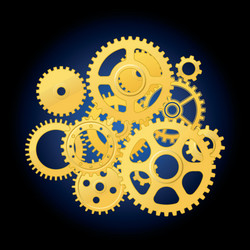 Cartoon color silhouette clock mechanism Vector Image