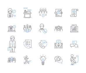 Empoyee work outline icons collection employee Vector Image