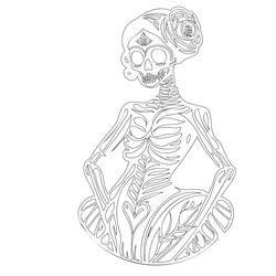 Bone girl outline sketch Royalty Free Vector Image