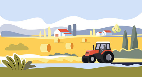 Rural landscape with tractor agriculture Vector Image