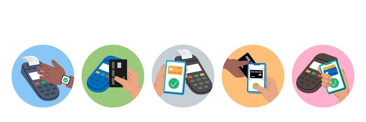 A set of round nfc icons contactless payments Vector Image