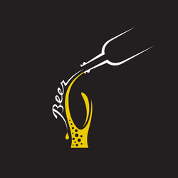 Beer bottle with glass splash logo on black Vector Image