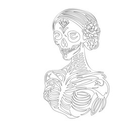 Bone girl outline sketch Royalty Free Vector Image