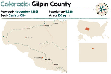 Map of gilpin county in colorado usa Royalty Free Vector