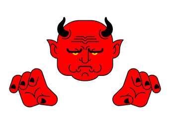 Red devil face heck portrait satan head demon Vector Image