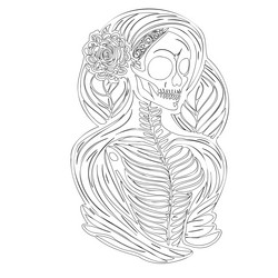 Bone girl outline sketch Royalty Free Vector Image