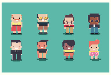 Flat 8-bit woman Royalty Free Vector Image - VectorStock