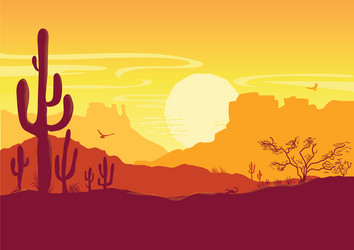 Wild west american landscape western poster Vector Image