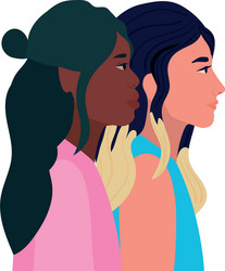 Women cartoons in side view design Royalty Free Vector Image