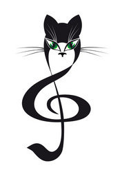 Cat treble clef stylized tattoo Royalty Free Vector Image