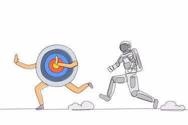 Single continuous line drawing astronaut run Vector Image