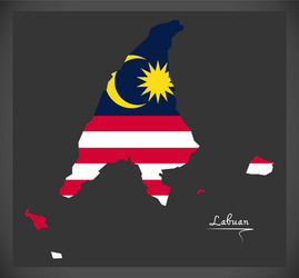 Penang malaysia map with malaysian national flag Vector Image