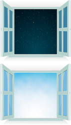 Open window - night and day Royalty Free Vector Image