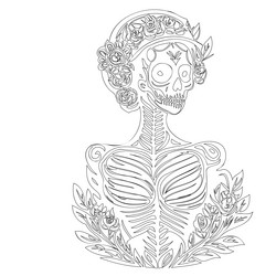 Bone girl outline sketch Royalty Free Vector Image