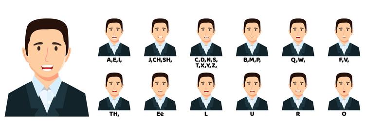 Cartoon character mouth animation lip sync Vector Image