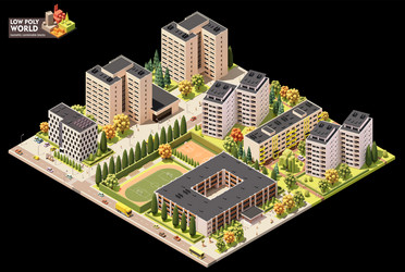 Isometric city residential area map Royalty Free Vector