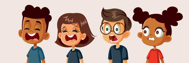 Group of kids exhibiting fear and anxiety Vector Image
