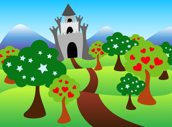 Funky castle landscape Royalty Free Vector Image