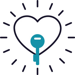 Heart with key icon over white background half Vector Image