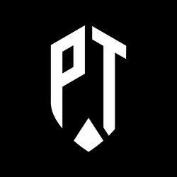 Pt logo monogram with circular shape shield Vector Image