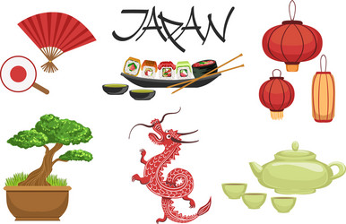 Symbols japan traditional cultural signs Vector Image