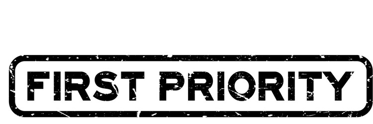 Grunge red first priority word square rubber seal Vector Image