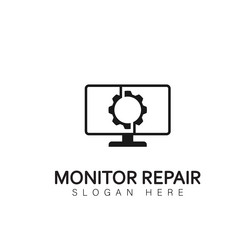 Monitor repair computer technology logo design Vector Image