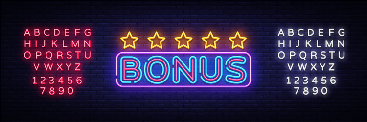 Bonus neon text sign design Royalty Free Vector Image