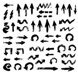 Arrows black dry brushstrokes set Royalty Free Vector Image