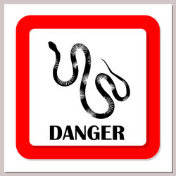 Danger snake warning sign beware Royalty Free Vector Image