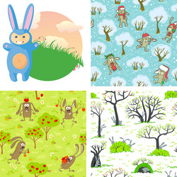 Doodle rabbits Royalty Free Vector Image - VectorStock