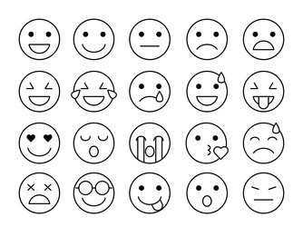 Set of outline emoticons emoji isolated Royalty Free Vector