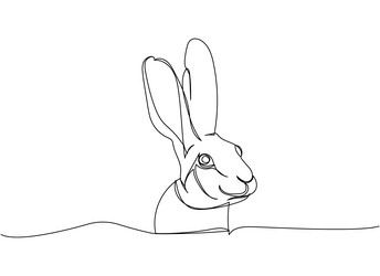 Rabbit bunny one line art continuous line Vector Image