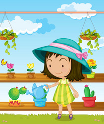 Children gardening and planting Royalty Free Vector Image