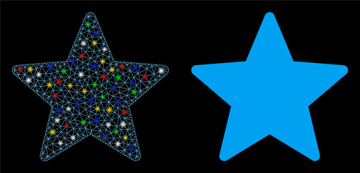 Star circle frame mesh 2d model Royalty Free Vector Image