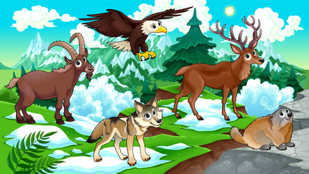 Set of mountain animals Royalty Free Vector Image