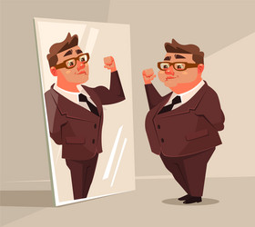 Cartoon of man looking at himself in the mirror Vector Image