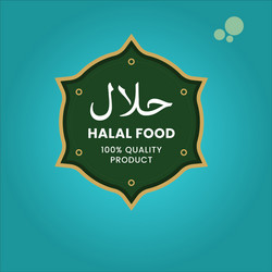 Halal food labels set badges logo tag round Vector Image