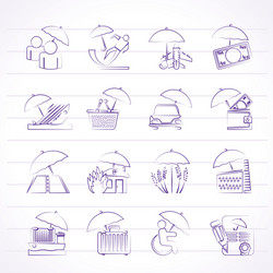 Insurance and business icons Royalty Free Vector Image