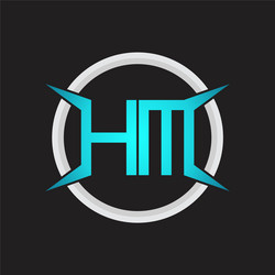 Hm logo monogram with shield shape isolated blue Vector Image