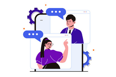 Cartoon man and woman video chatting online Vector Image