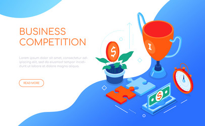 Business success isometric web banner Royalty Free Vector
