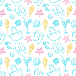Summer beach seamless pattern with oceanic waves Vector Image