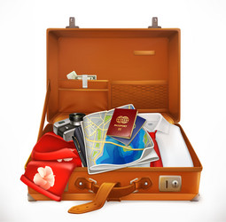 Open suitcase 3d icon Royalty Free Vector Image