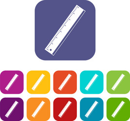 Yardstick icons set flat Royalty Free Vector Image